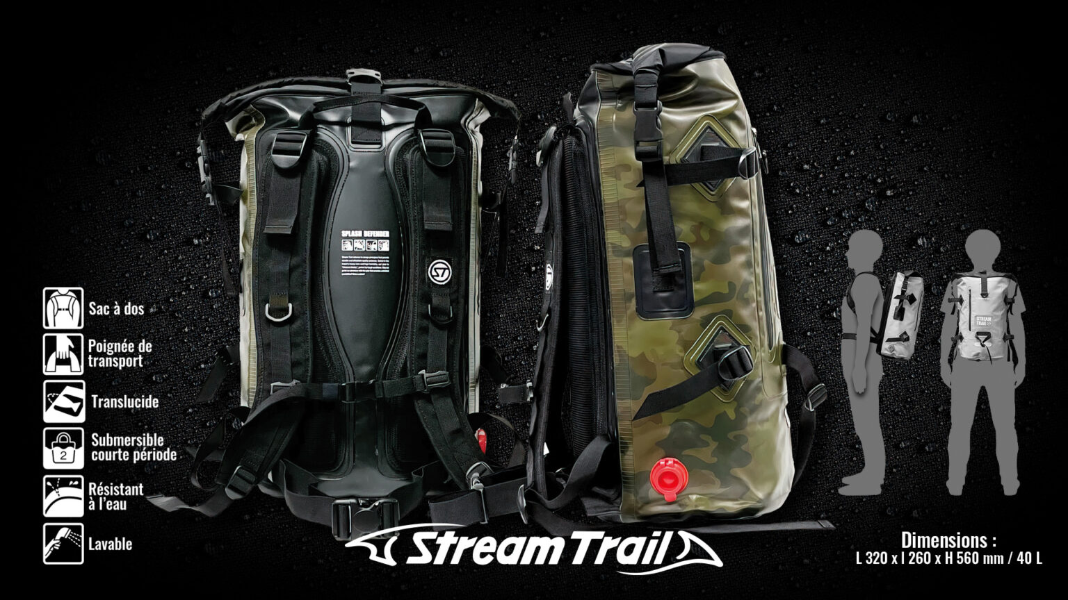 STREAMTRAIL DRY TANK CAMO 40L
